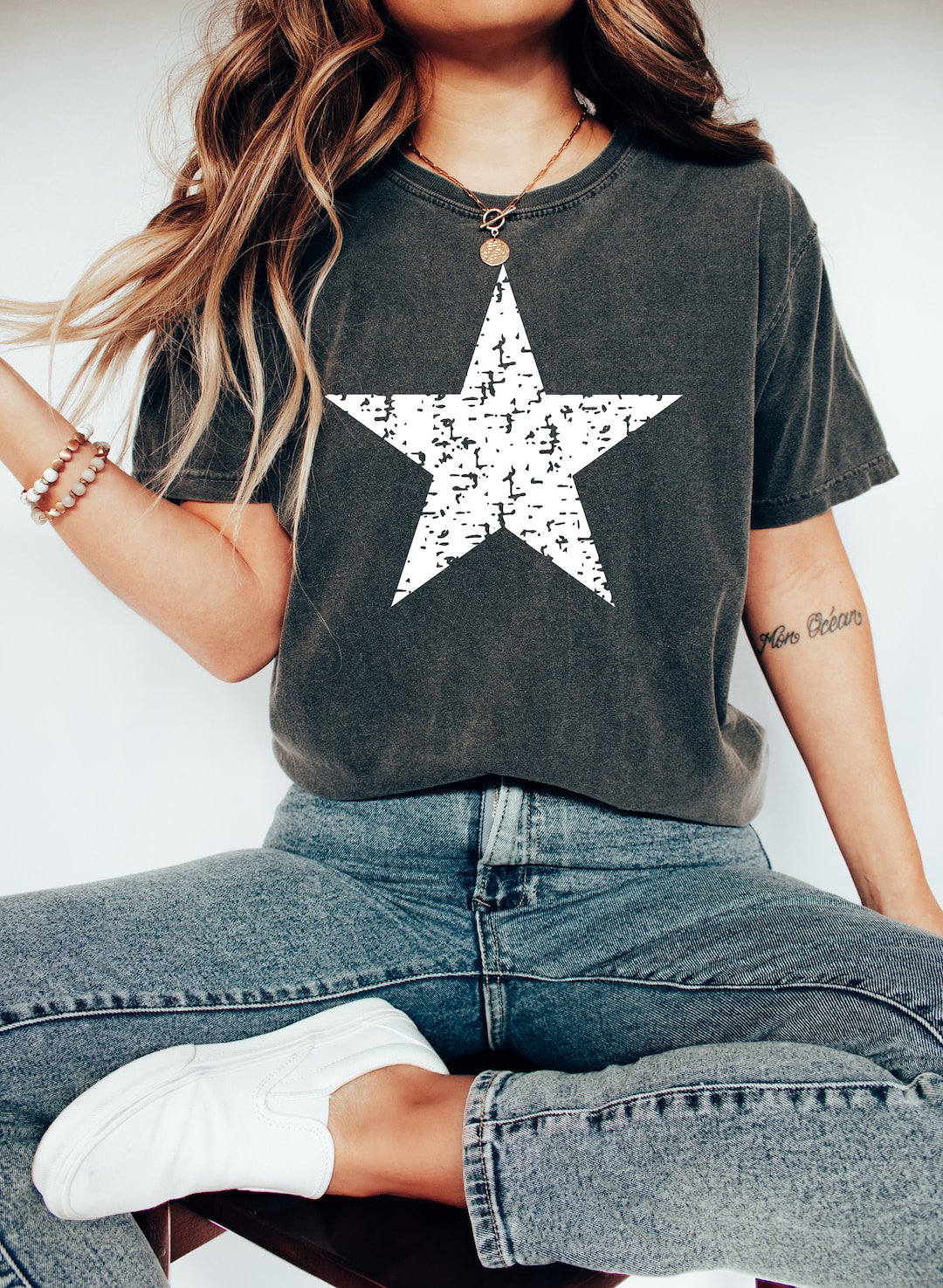 Distressed Star Comfort Colors Shirt, Big Star T-shirt, 4th of July ...