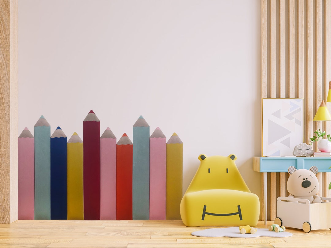 Colorful Crayon Wall Panels - Fun Kids Room Decor, Padded Headboard ...