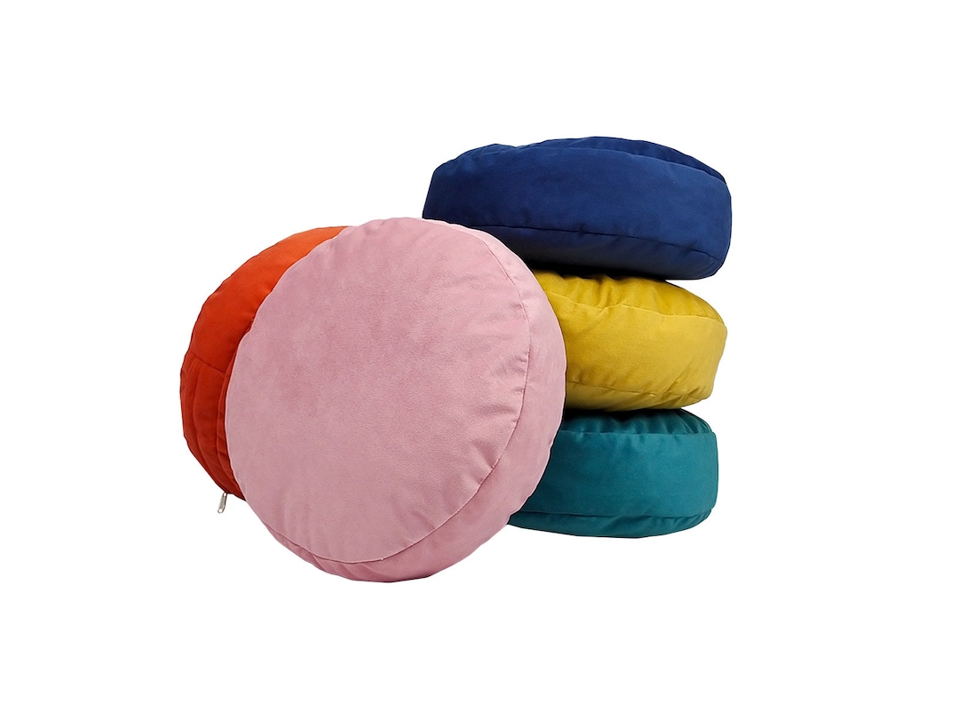 Set of 5 Round Soft Velvet Pillows 30 X 10 Cm, Causy Room, Floor ...