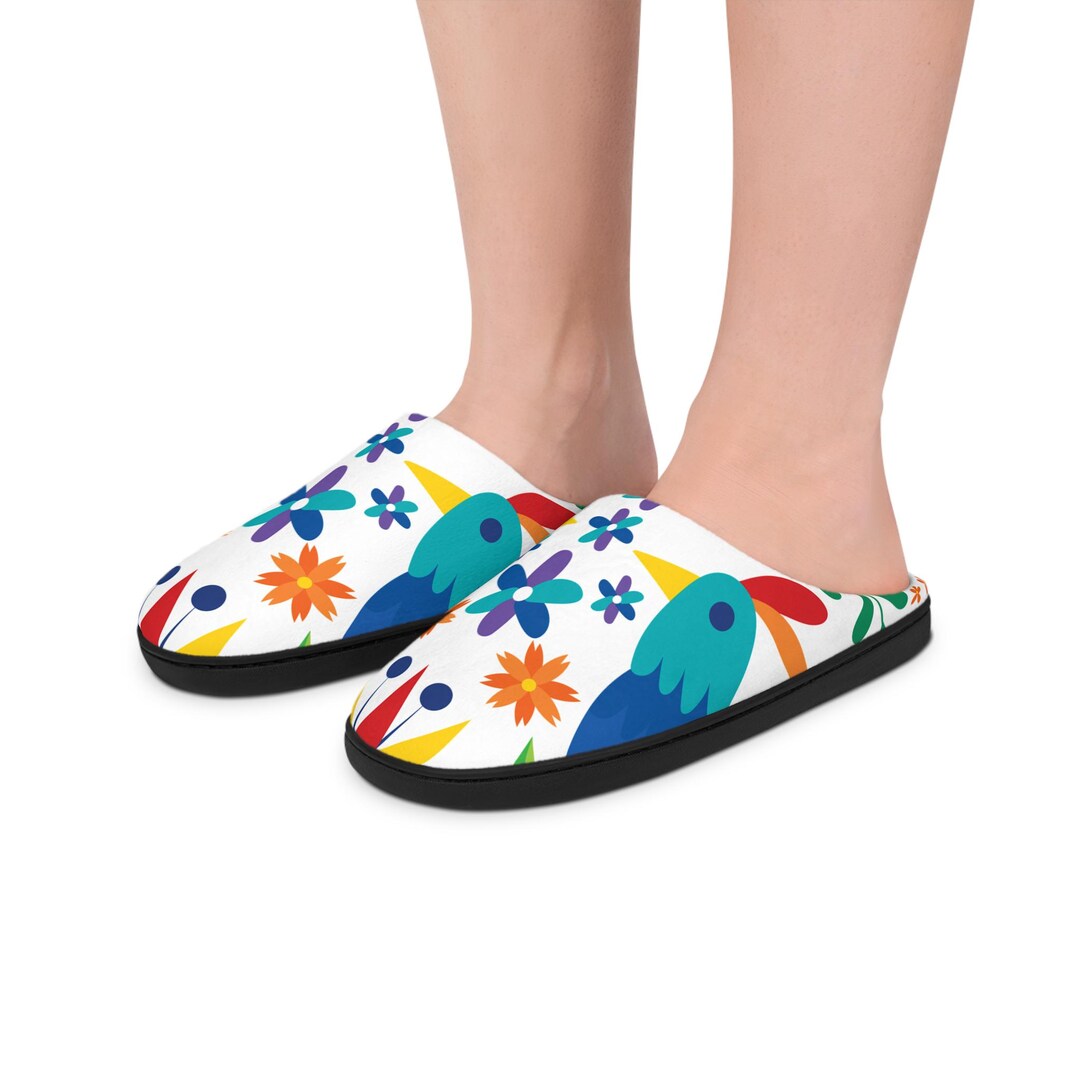 Slippers, Mexican Art Design Colorful Indoor Shoes, Women's House ...