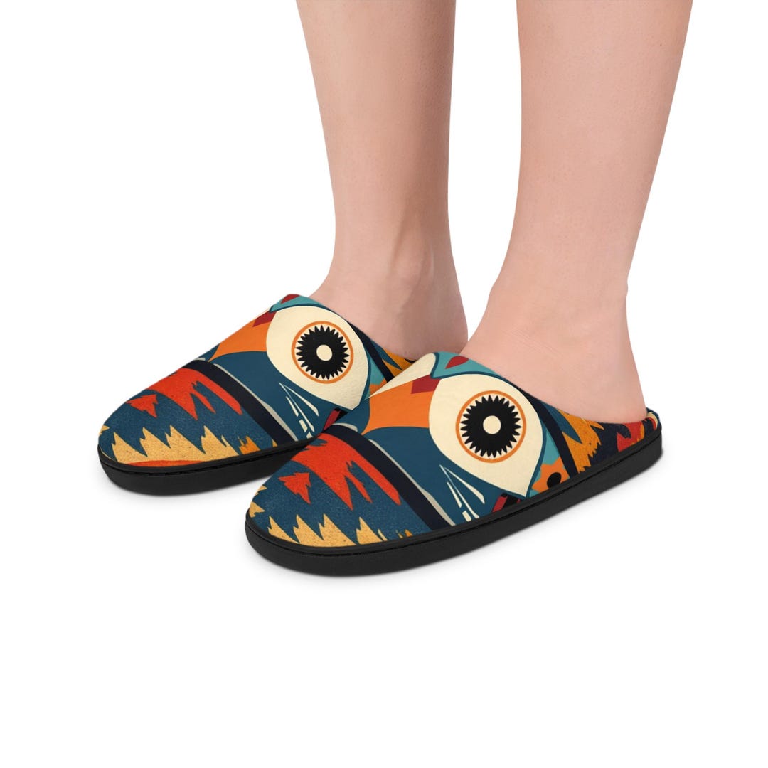 Slippers, Native American Culture Owl Eyes Indoor Footwear, Moccasins ...