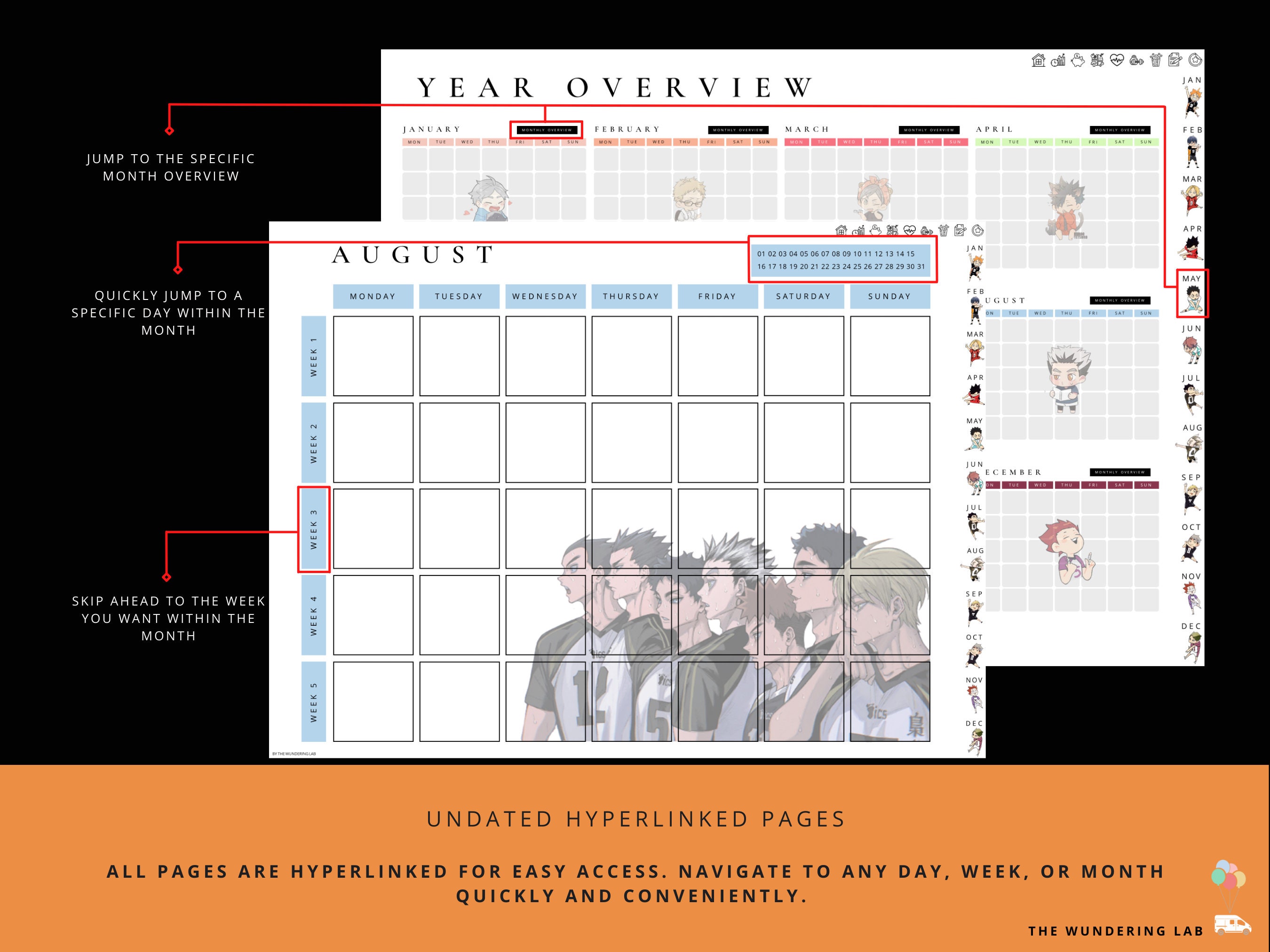 Undated HQ Anime Themed Digital Planner, iPad Planner, Goodnote Planner ...