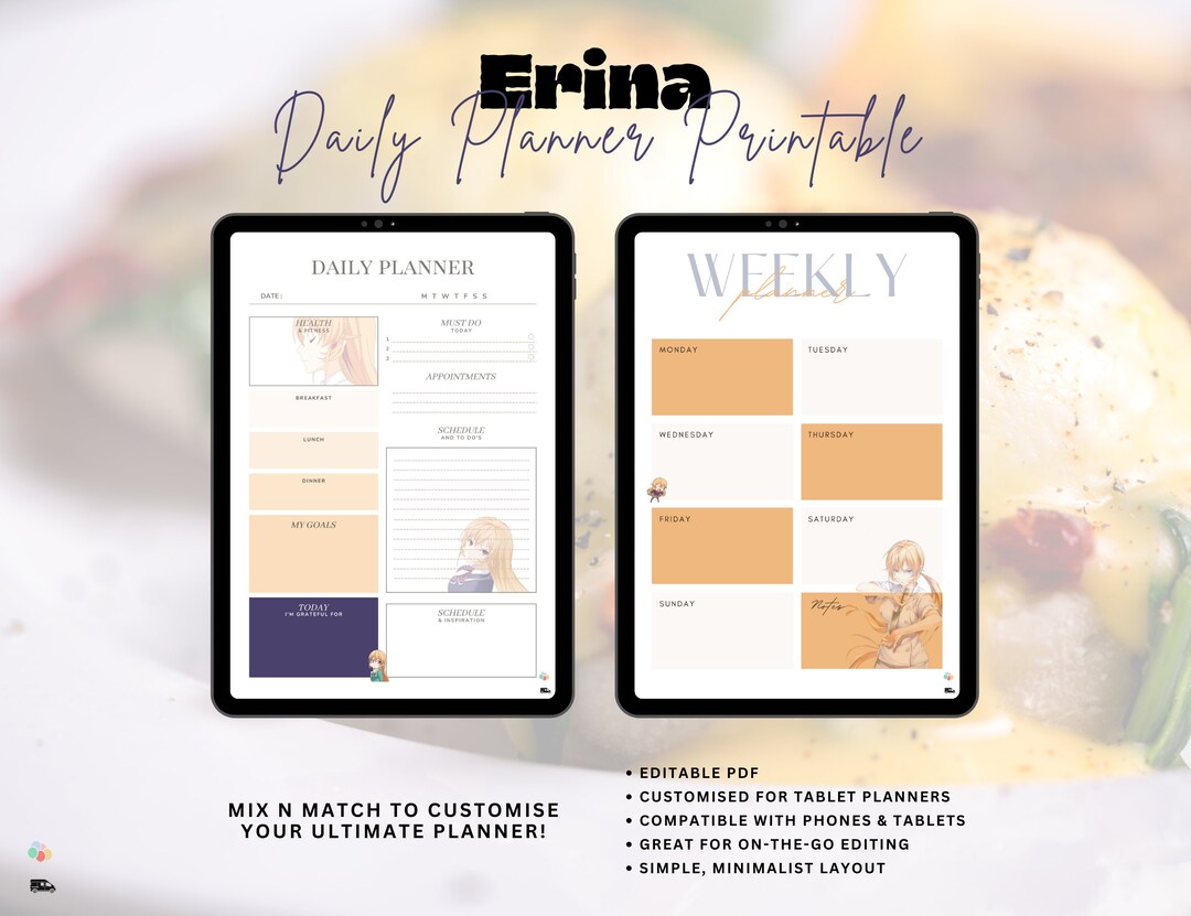 Undated Anime Planner, Daily and Weekly Anime Printables, To-do List ...