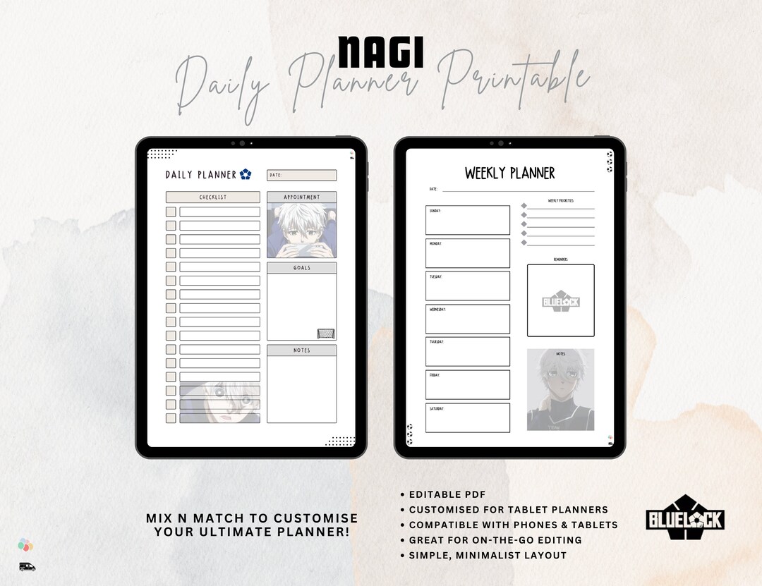 Undated BL Soccer Anime Planner, Anime Daily and Weekly Printable, To ...