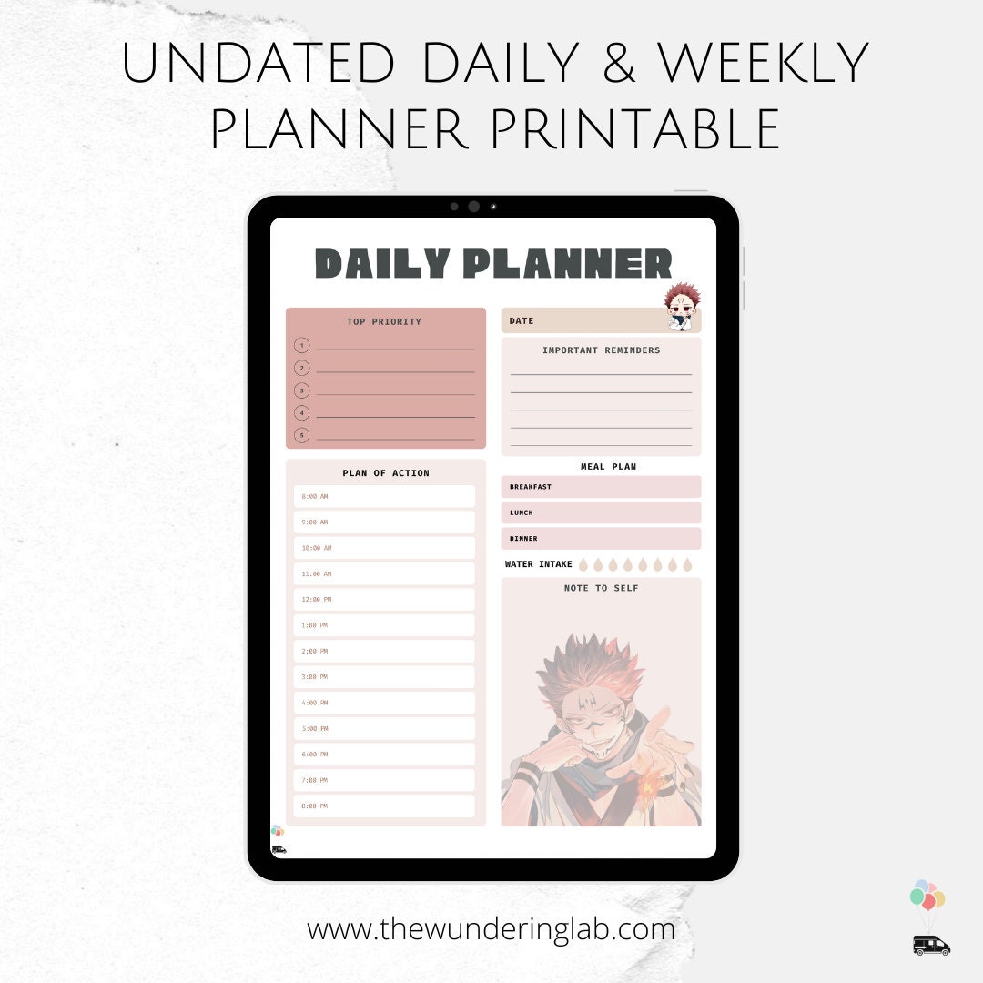 Undated Anime Planner Daily and Weekly Printables for Anime To-do List ...
