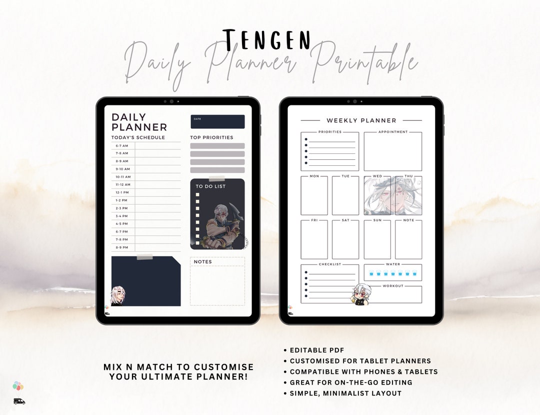 Undated Anime Planner, Daily and Weekly Anime Printables, to Do List ...