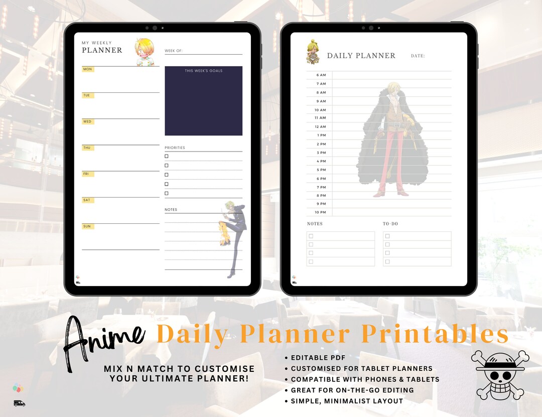 Undated Anime Minimalist Planner, Anime Daily and Weekly Printable ...