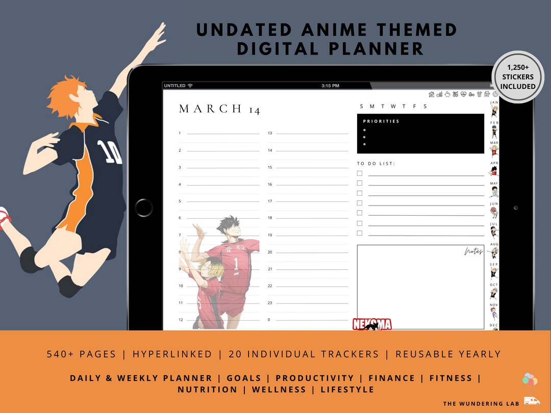 Undated HQ Anime Themed Digital Planner, iPad Planner, Goodnote Planner ...