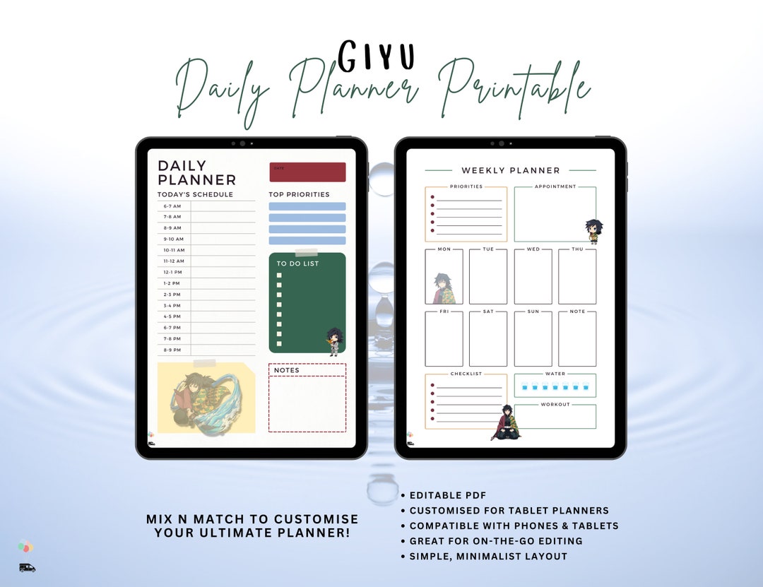 Undated Anime Planner, Daily and Weekly Anime Printables, to Do List ...