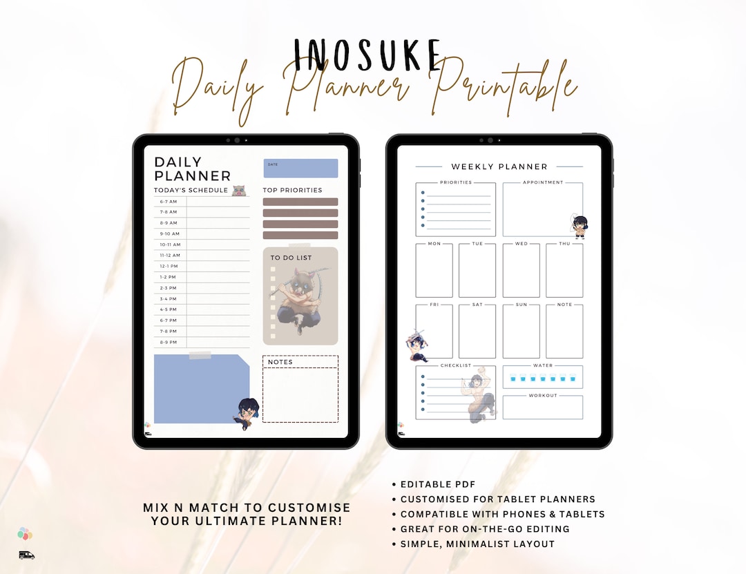 Undated Anime Planner, Daily and Weekly Anime Printables, to Do List ...