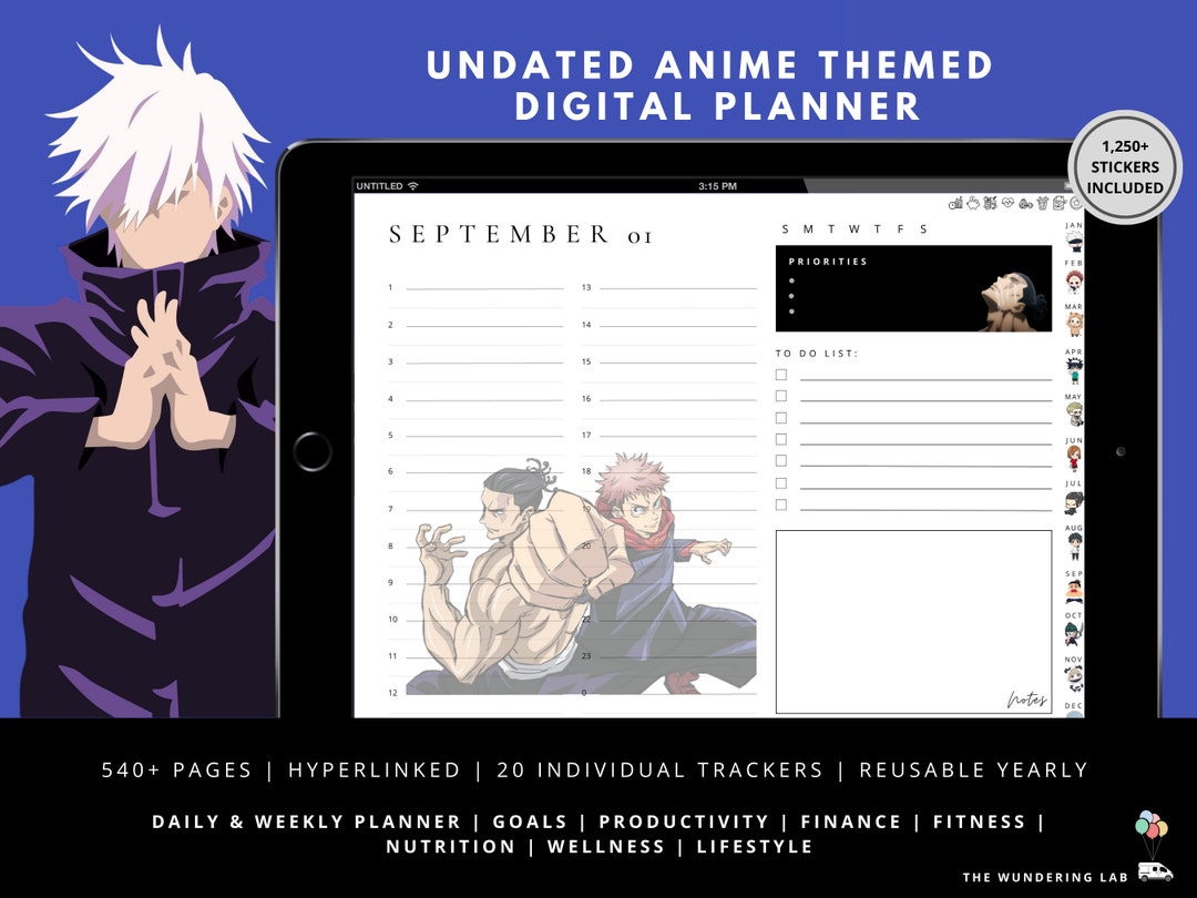 Undated Anime Themed Digital Planner, iPad Planner, Goodnote Planner ...