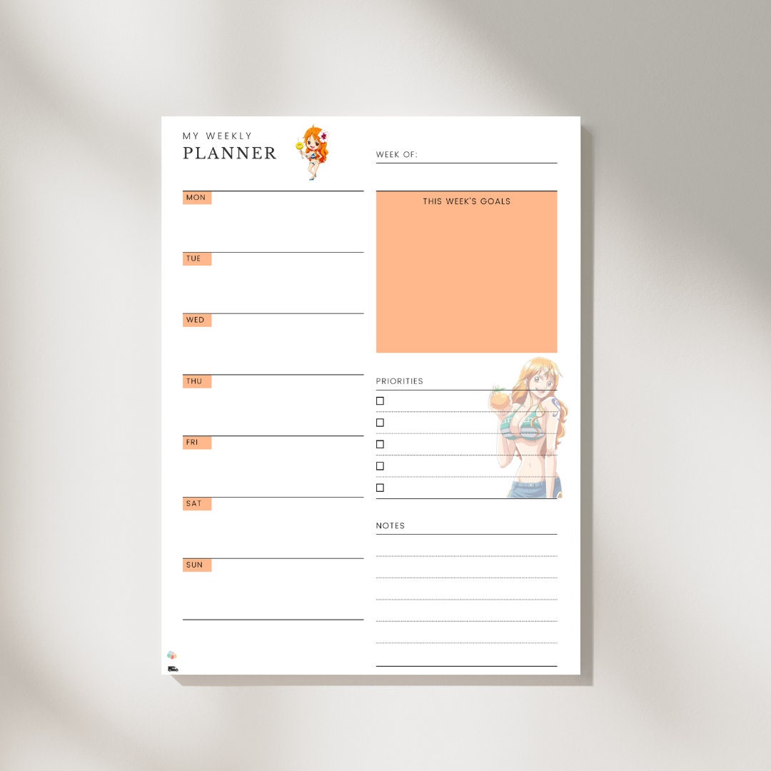 Undated Anime Minimalist Planner, Anime Daily and Weekly Printable ...
