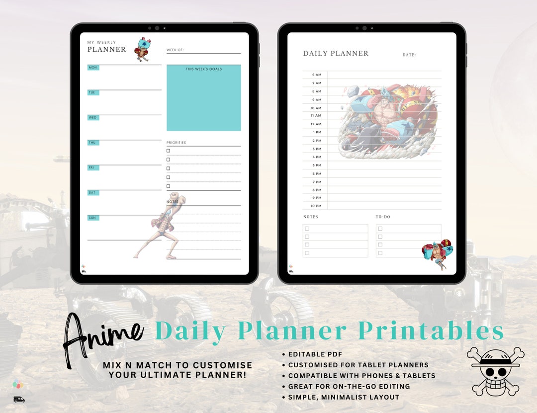 Undated Anime Minimalist Planner, Anime Daily and Weekly Printable ...