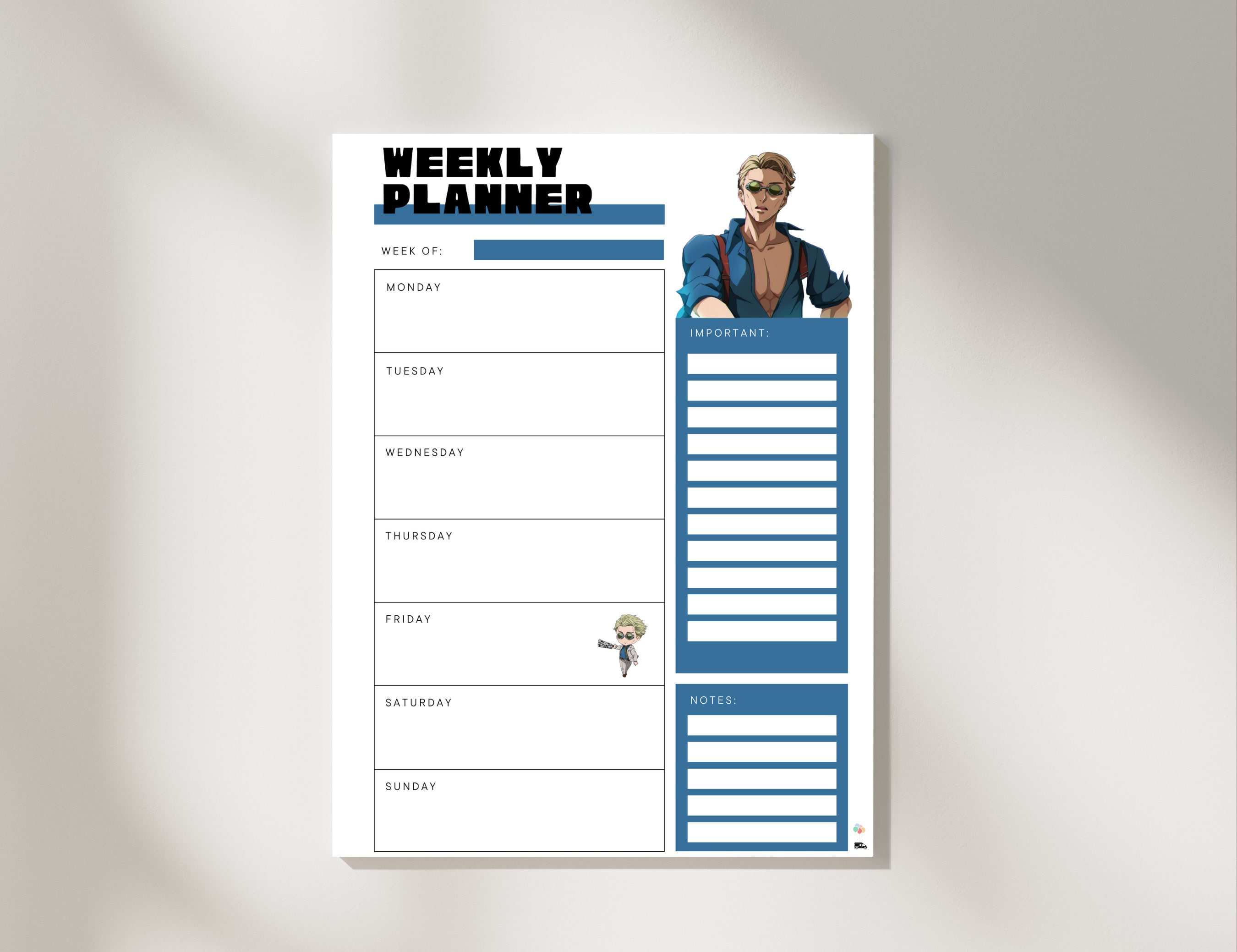 Anime Digital Planner Daily and Weekly Anime Printable for iPad Digital ...