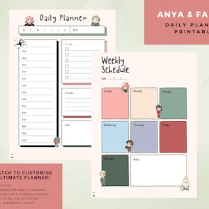 Undated Anime Minimalist Planner, Anime Daily and Weekly Printable, to ...