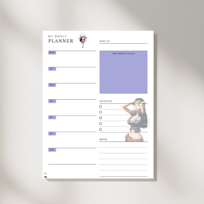 Undated Anime Minimalist Planner Anime Daily and Weekly - Etsy