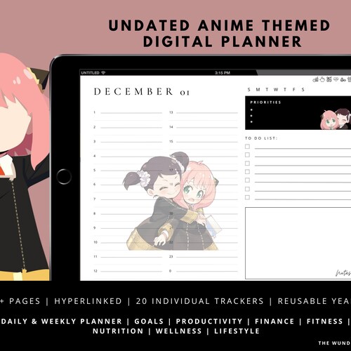 Anime Daily Weekly & Monthly Printable Digital Planner - Etsy
