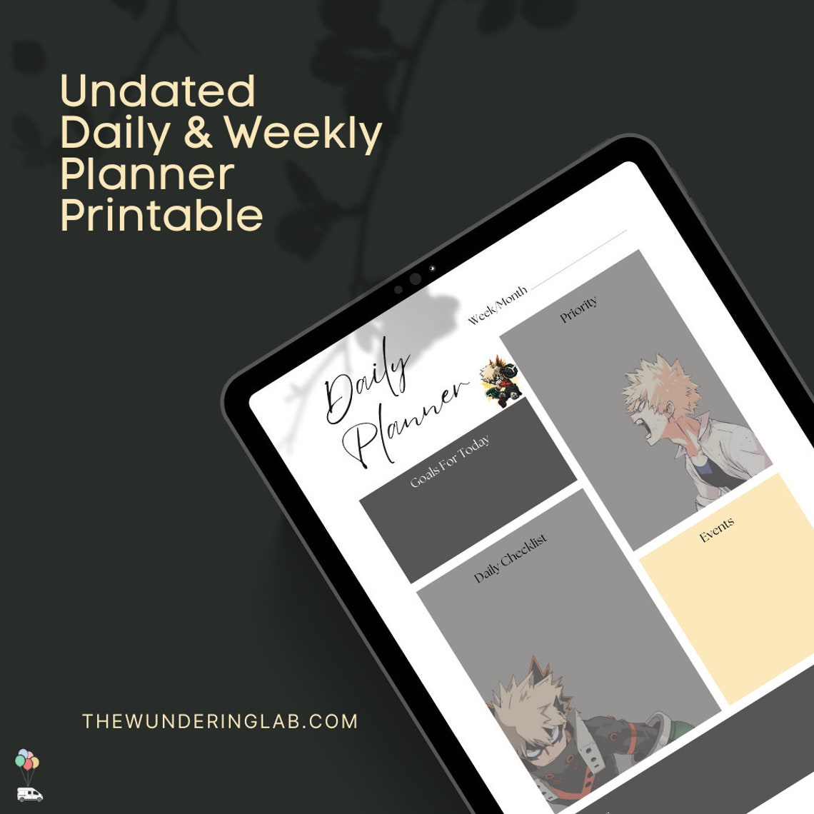 Undated Anime Planner, Anime Daily and Weekly Printables, Anime To-do ...