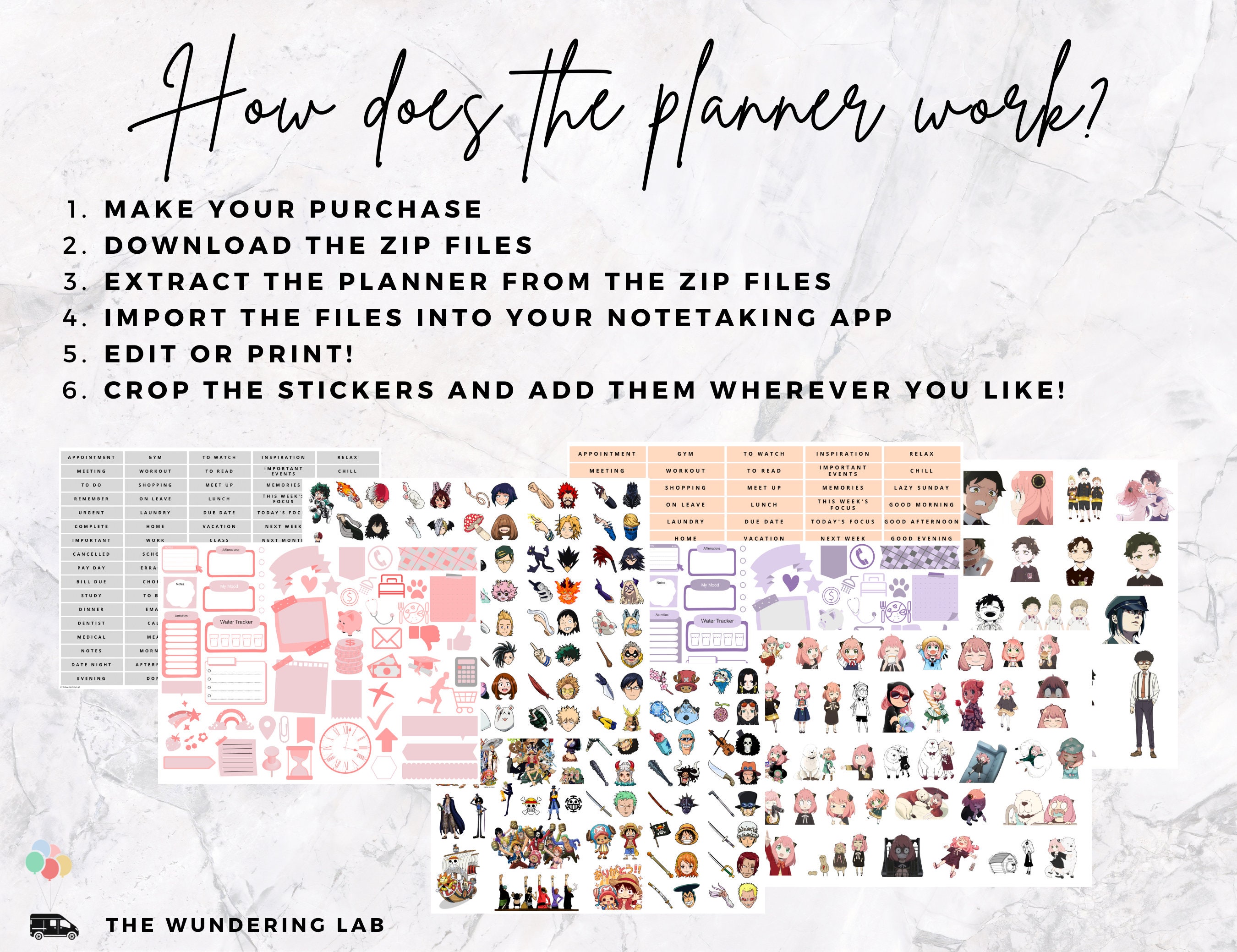 Ultimate Undated Anime Digital Planner Bundle, Anime Themed Planner ...