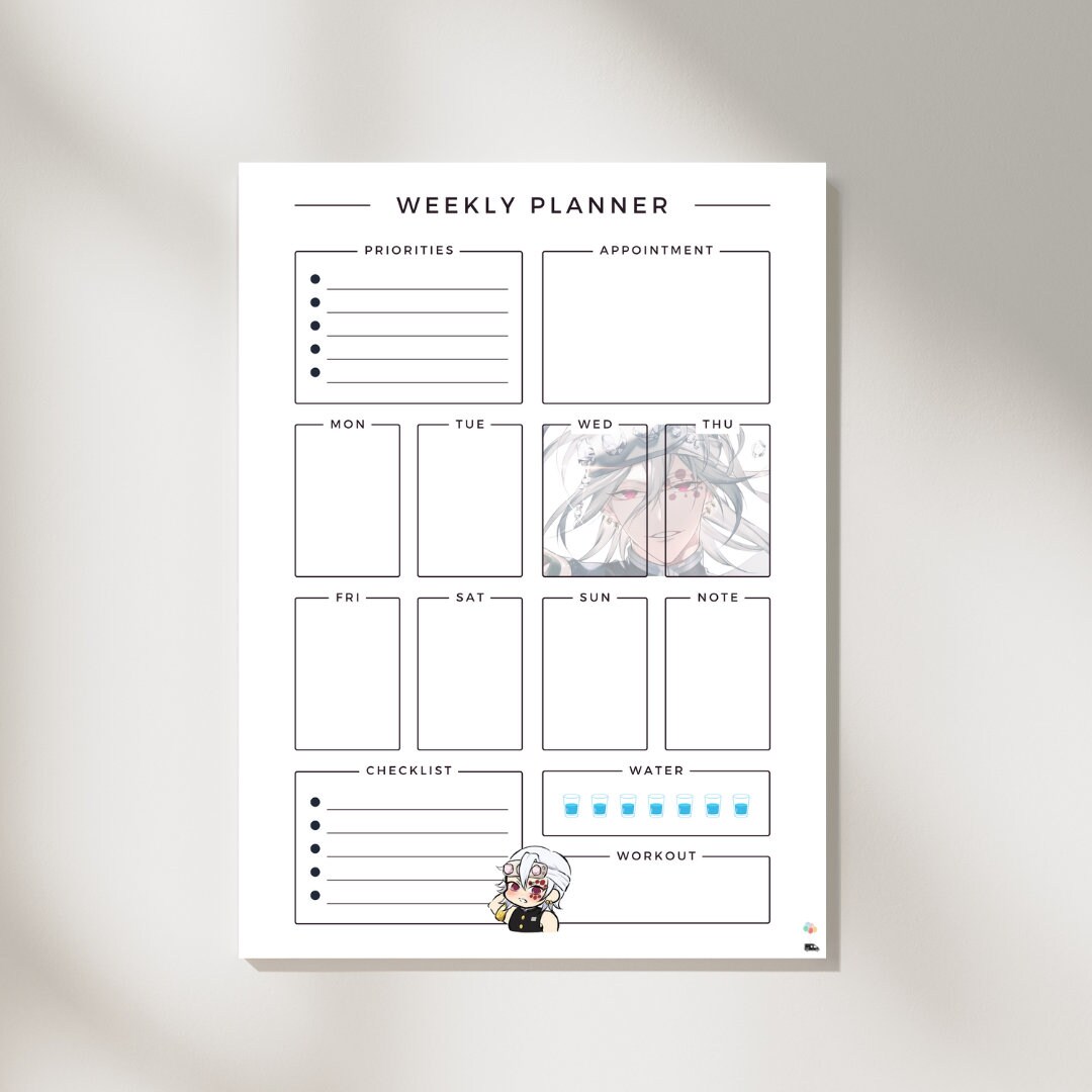 Undated Anime Planner, Daily and Weekly Anime Printables, to Do List ...