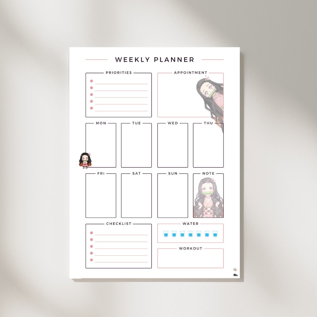 Undated Anime Planner, Daily and Weekly Anime Printables, to Do List ...