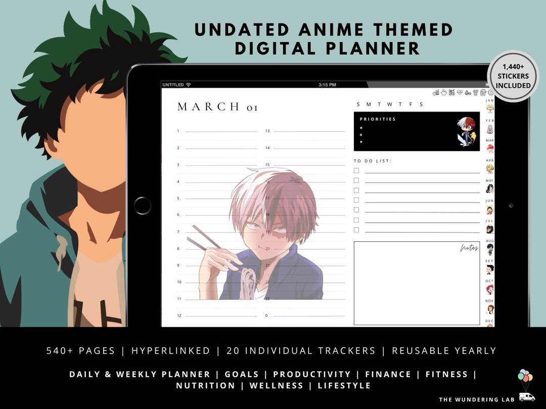 Undated Anime Themed Digital Planner, iPad Planner, Goodnote Planner ...