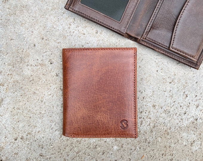 MENS WALLET With COIN Pocket Holder (tan) - Leather / Gents Wallet ...