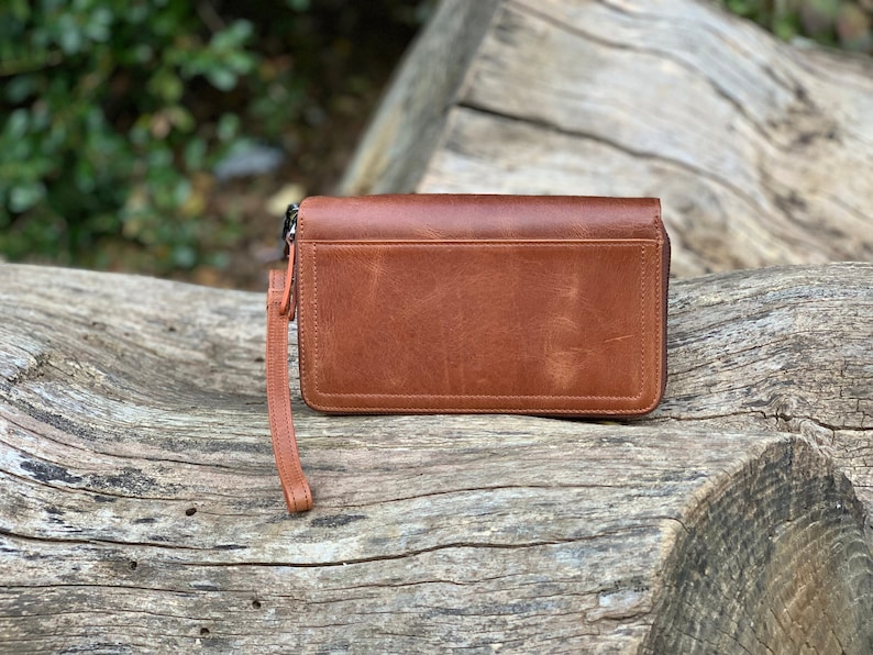 Womens Large Zip Around Leather Wallet, Double Zipper Wallet ...