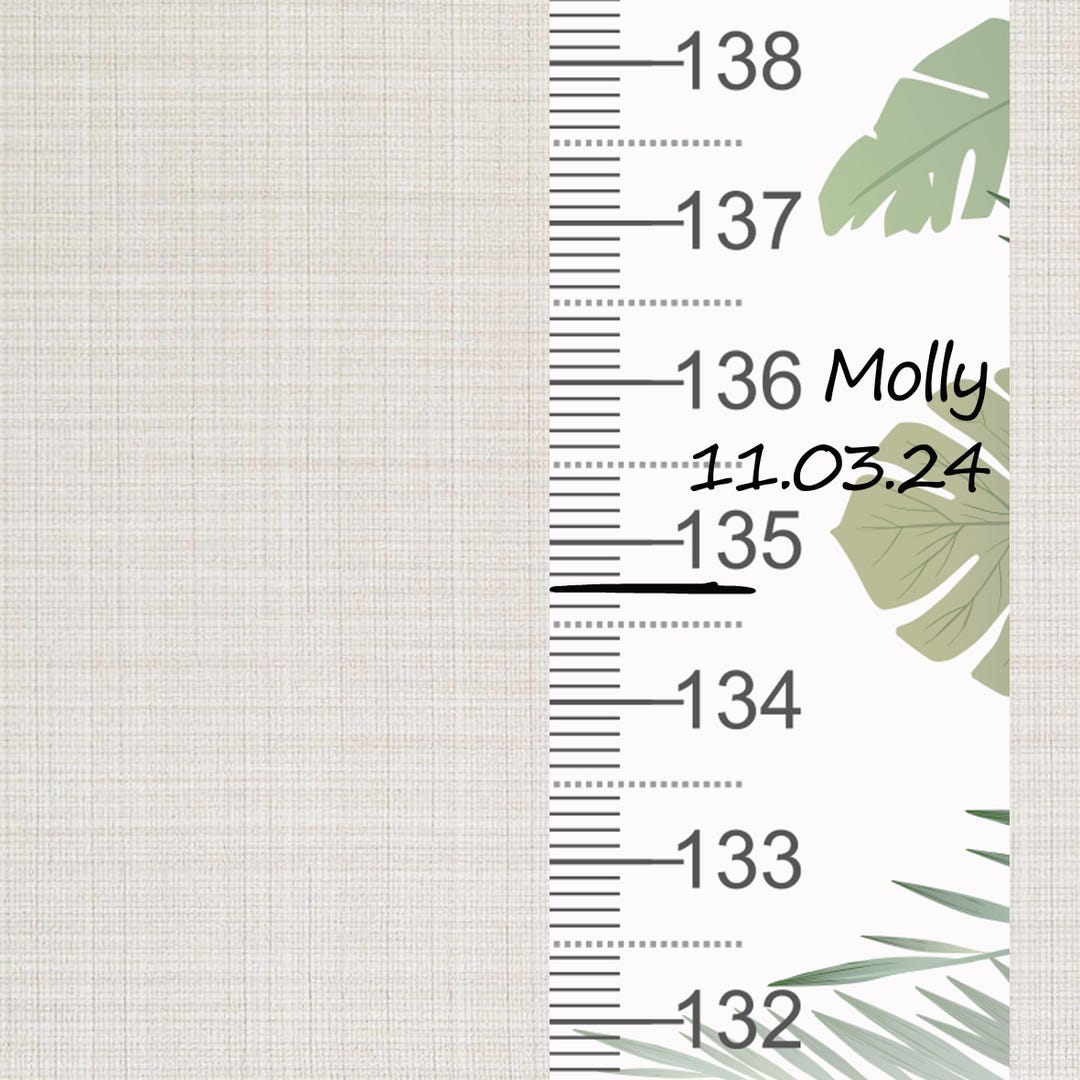 Children's Height Chart, Leaf Design, Door Frame Height Chart, Satin ...