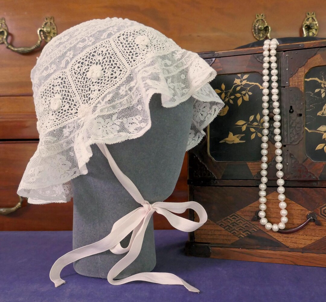 A Woman's Antique Irish Crochet Lace Boudoir Bonnet or Night Bonnet - Etsy