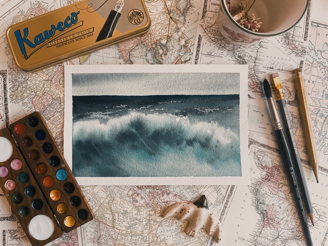 Original Watercolor Sea Waves Ocean Print - Etsy