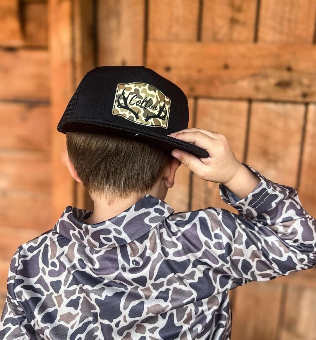Personalized Snapback Hat | Infant and Youth, Camo Antlers - Style BO ...