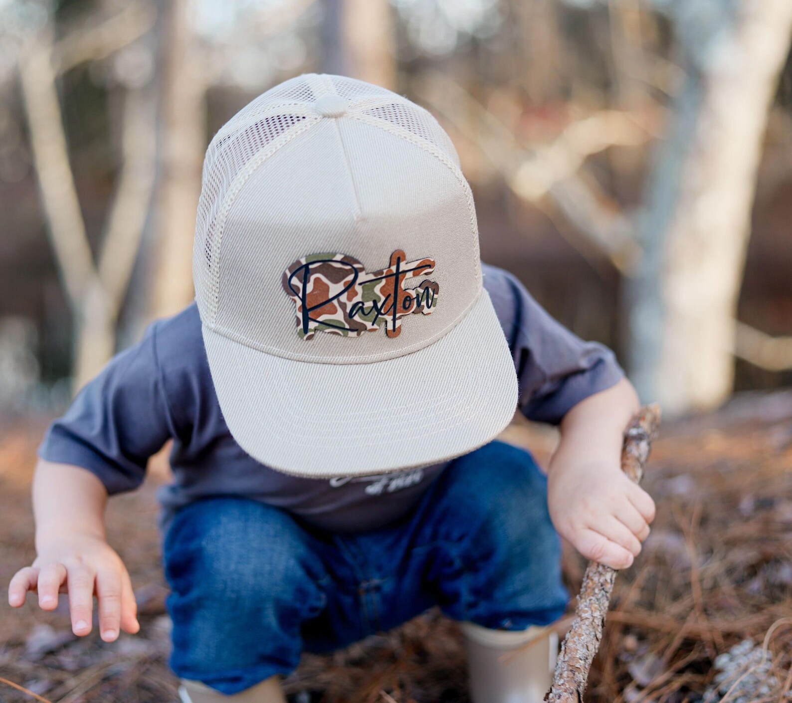 Personalized Snapback Hat | Infant and Youth - OLD SCHOOL CAMO - Etsy