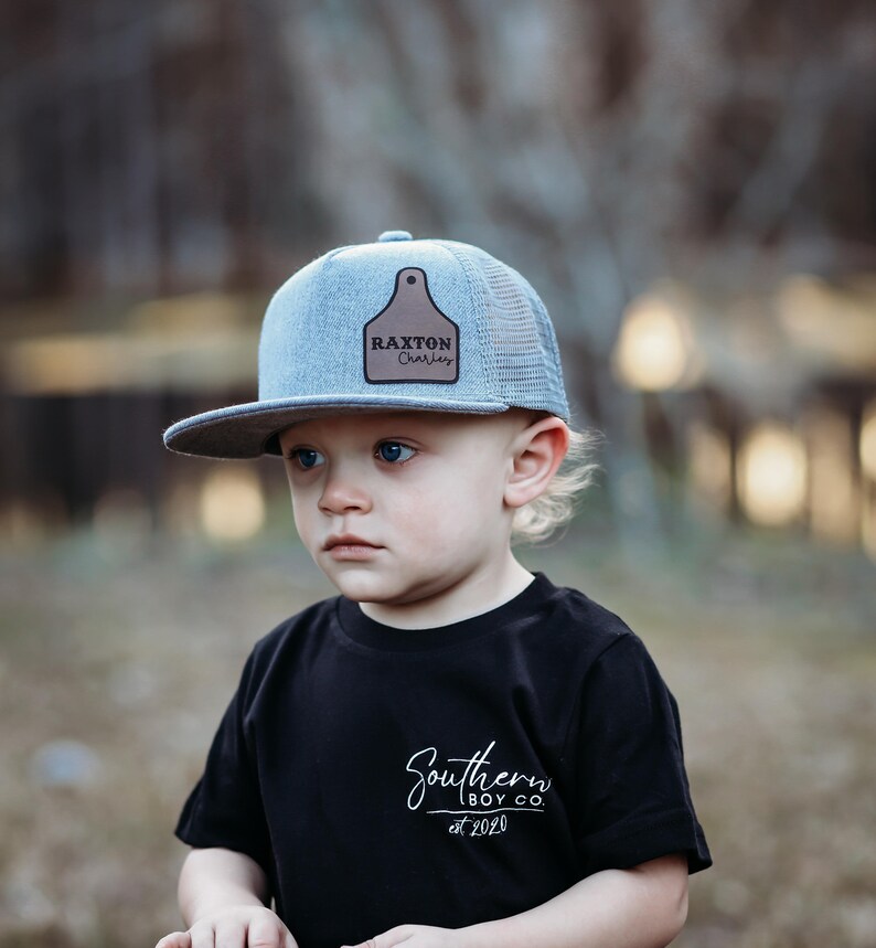 Personalized Snapback Hat, Infant and Youth - Cow Tag With First and ...