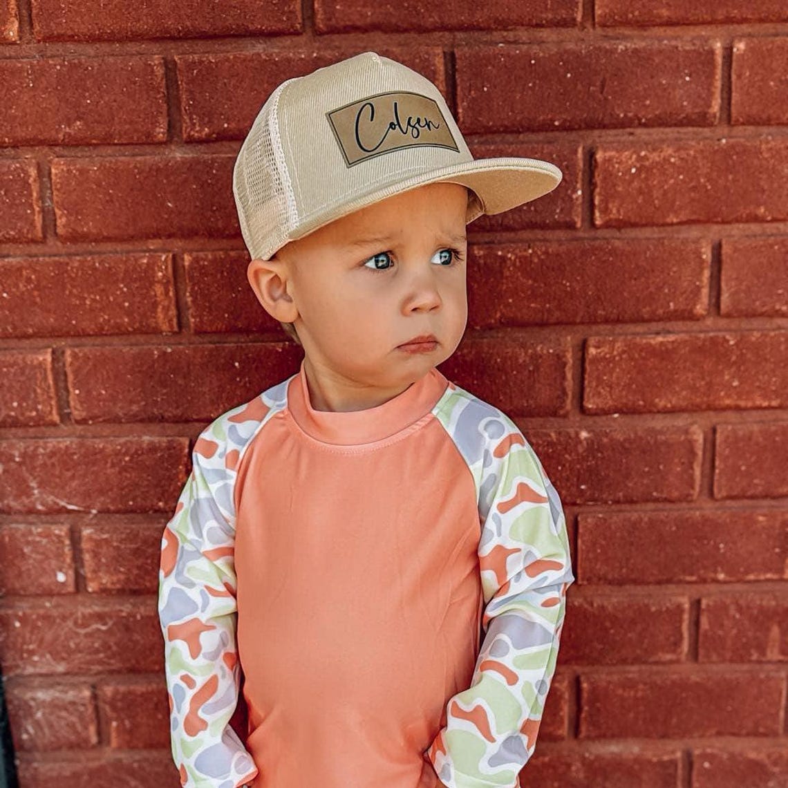 Personalized Snapback Hat | Infant and Youth - Style BR - Light Brown ...