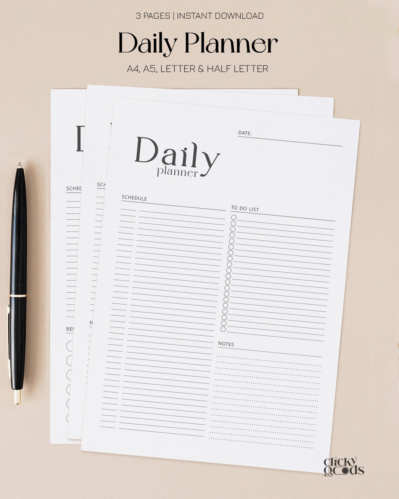 Printable Minimalist Daily Planner Undated Daily to Do List - Etsy
