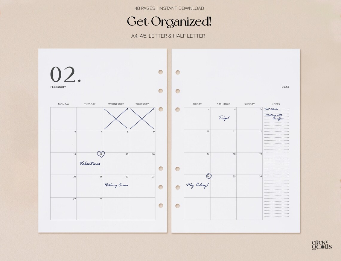 Printable Monthly Calendar on Two Pages With Notes Printable Calendar ...