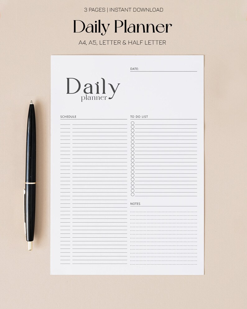 Printable Minimalist Daily Planner Undated Daily to Do List - Etsy