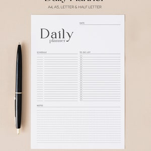 Printable Minimalist Daily Planner Undated Daily to Do List for Work or ...