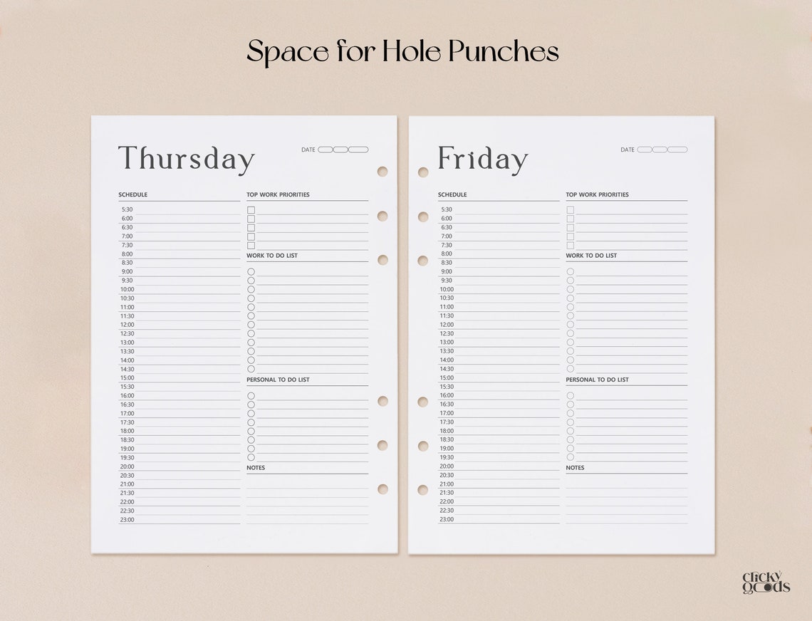 Vertical Work From Home Printable Planner Daily Planner Template ...