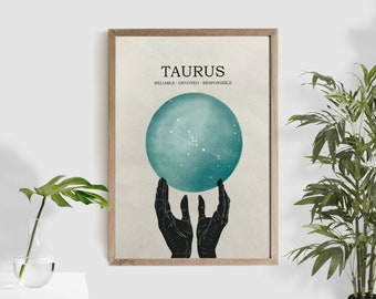 Taurus Zodiac Artwork Horoscope Art Astrology Illustration - Etsy