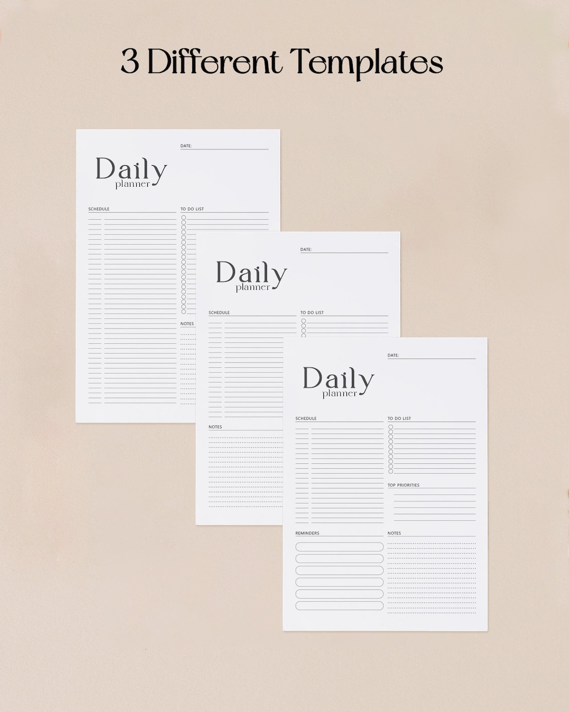 Printable Minimalist Daily Planner Undated Daily to Do List - Etsy