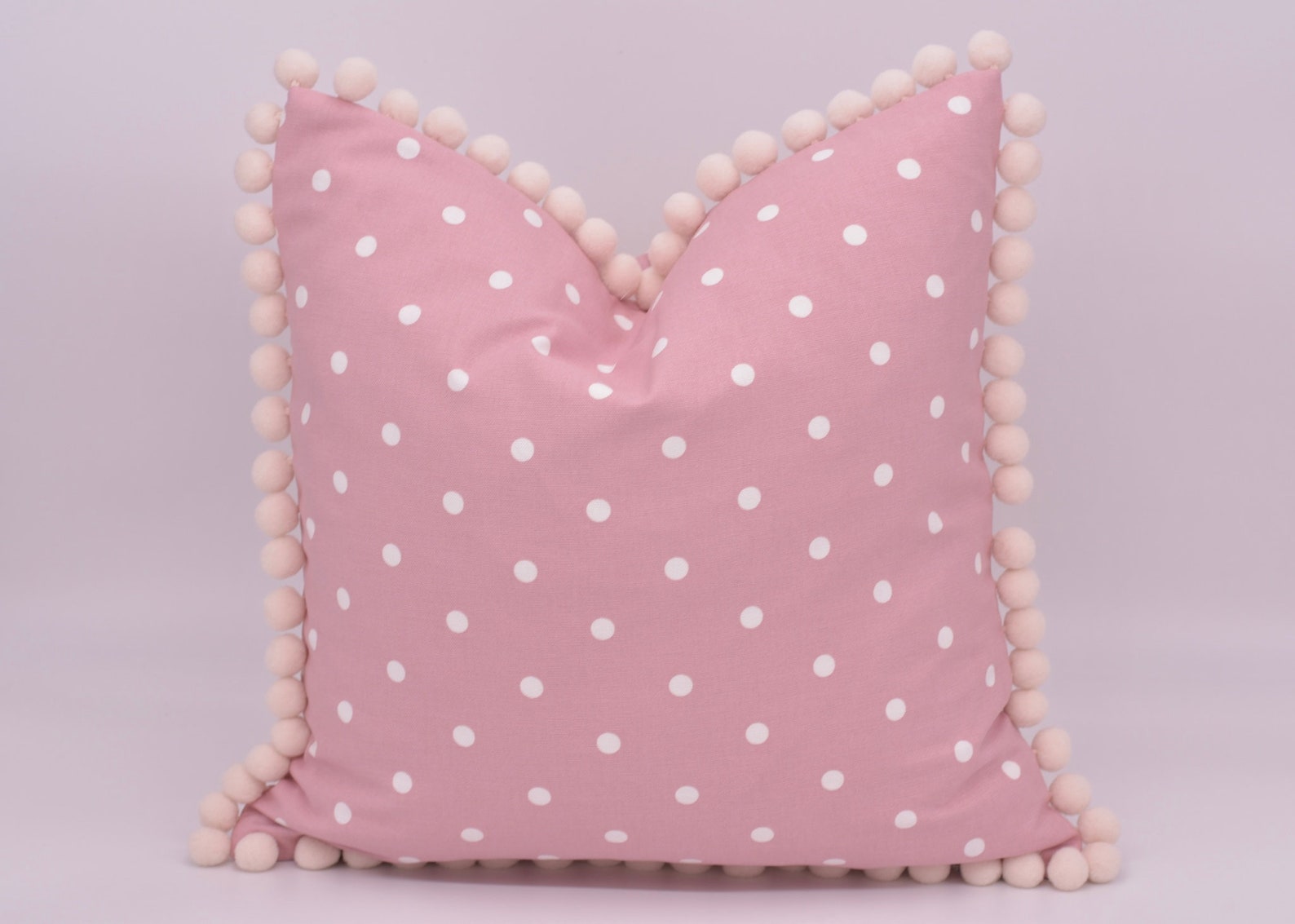 Pink Pom Pom Cushion | Stripy | Country Style Cushion With Pom Poms ...
