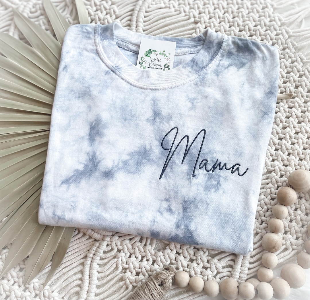 MAMA Tshirt Mama Embroidered Tee Tie-dye Mama Shirt New Mom Gift Going ...