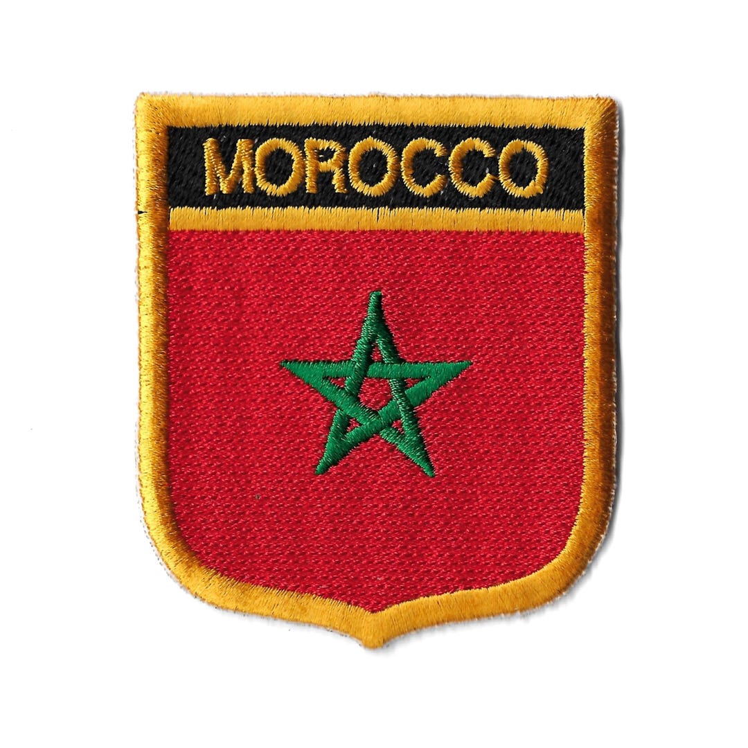 Morocco Flag Shield Patch – Embroidered Badge – Marrakesh Souvenir Gift – Iron-on Travel Patch ...