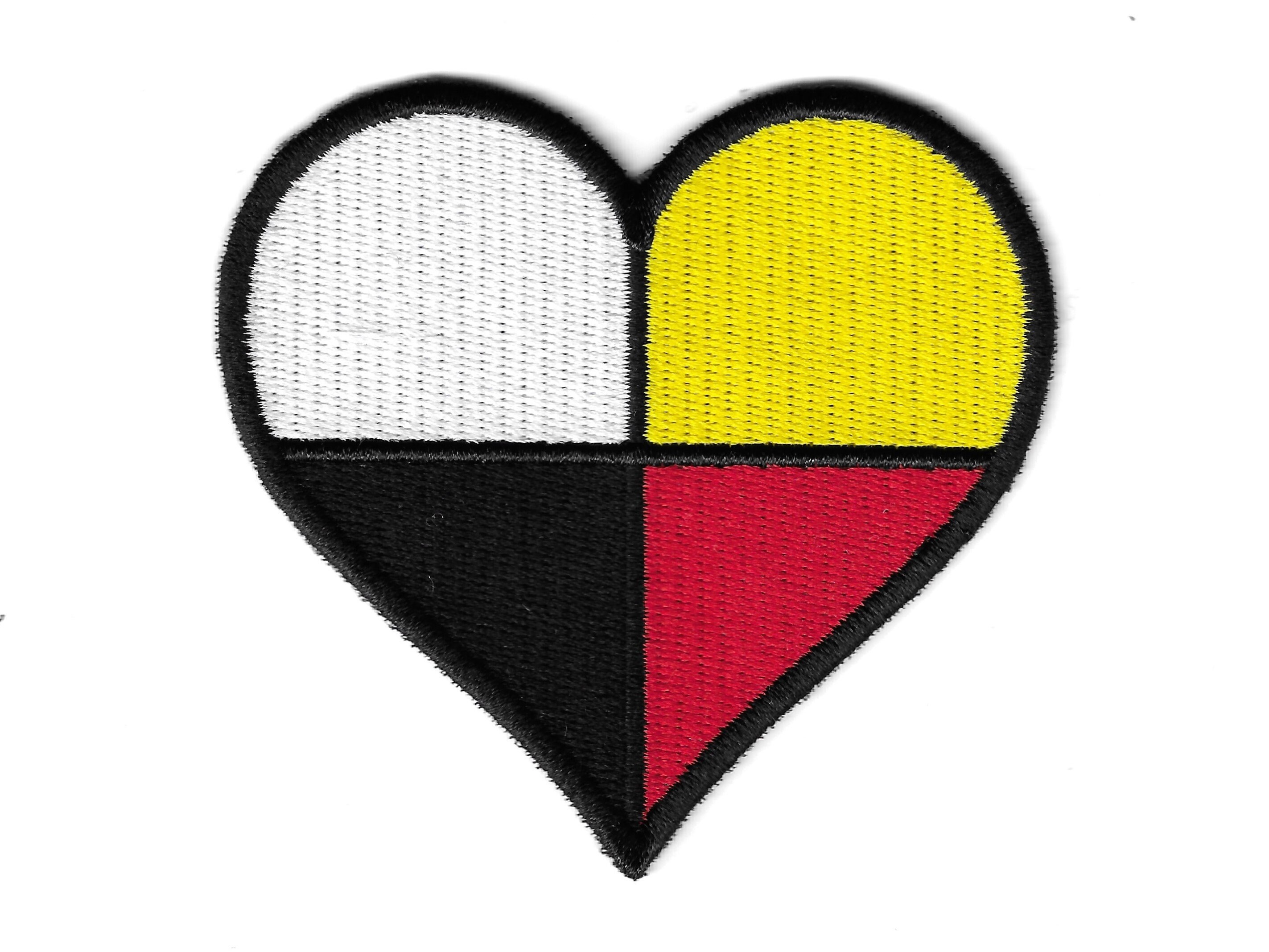 Medicine Wheel Patch Embroidered, Four Directions, Heart Iron on Badge ...
