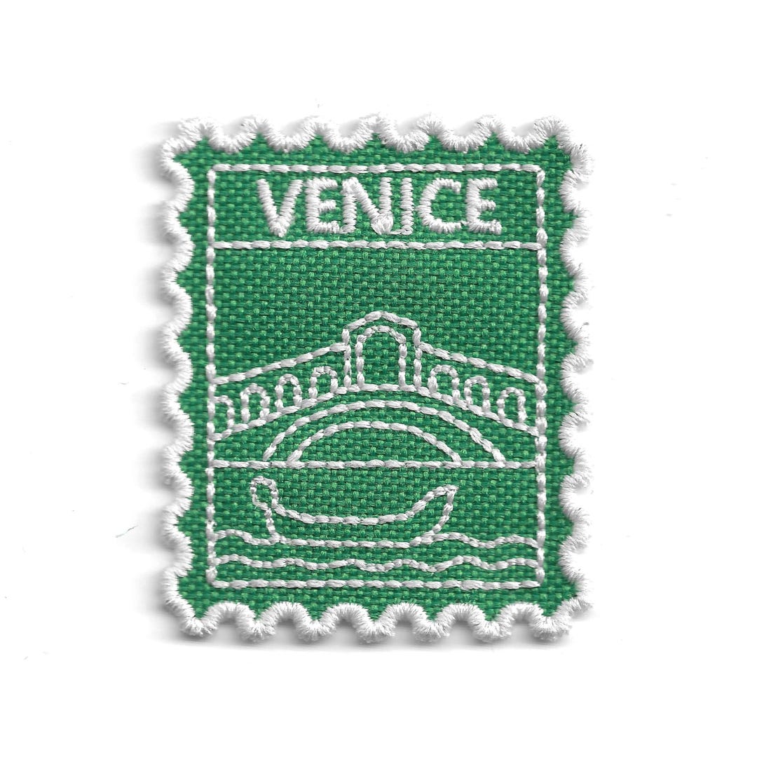 Venice Stamp Patch – Embroidered City Travel Souvenir - Retro Postage ...
