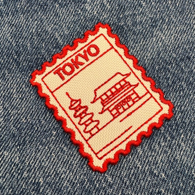 Tokyo Stamp Patch – Embroidered City Travel Souvenir – Retro Postage ...