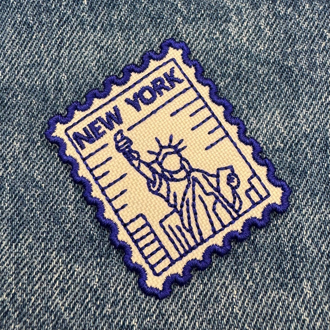 New York Stamp Patch – Embroidered City Travel Souvenir – Retro Postage ...