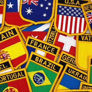 All World Flags Shield Patch Flag Embroidered Iron On - Etsy
